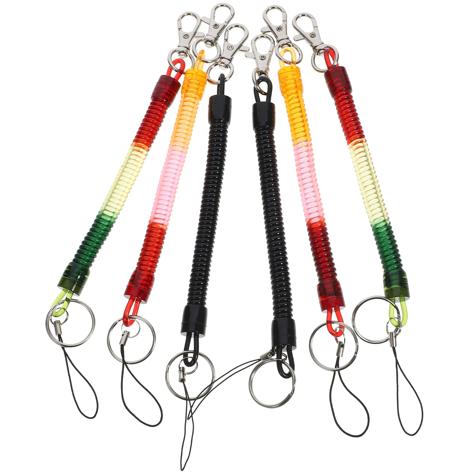 6 Pcs Wrist Keychain Wristband Non-slip Spring Lanyard Bag Coil ...