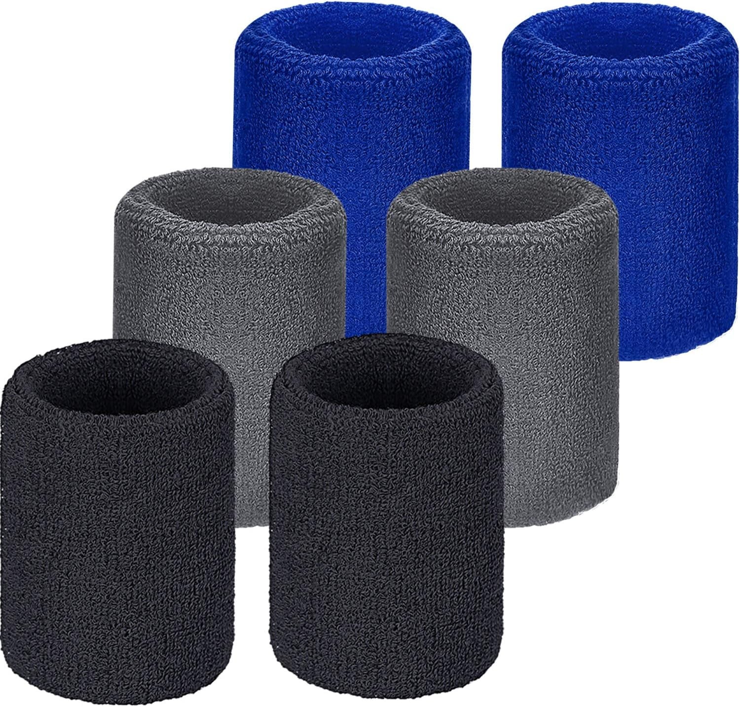 6 Pcs Wrist Sweatbands Sports Tennis Wristbands Wrist Bands for Sweat ...