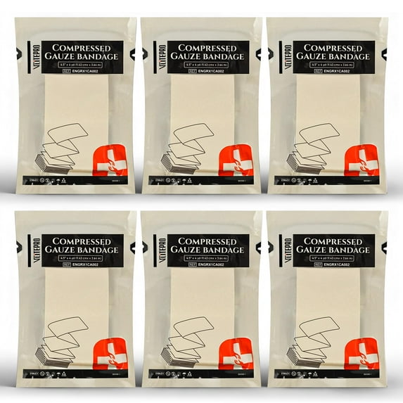 6 Pcs Z-Folded Sterile Compressed Gauze, 4.5" x 4.1'‘ Yards - 100% ...