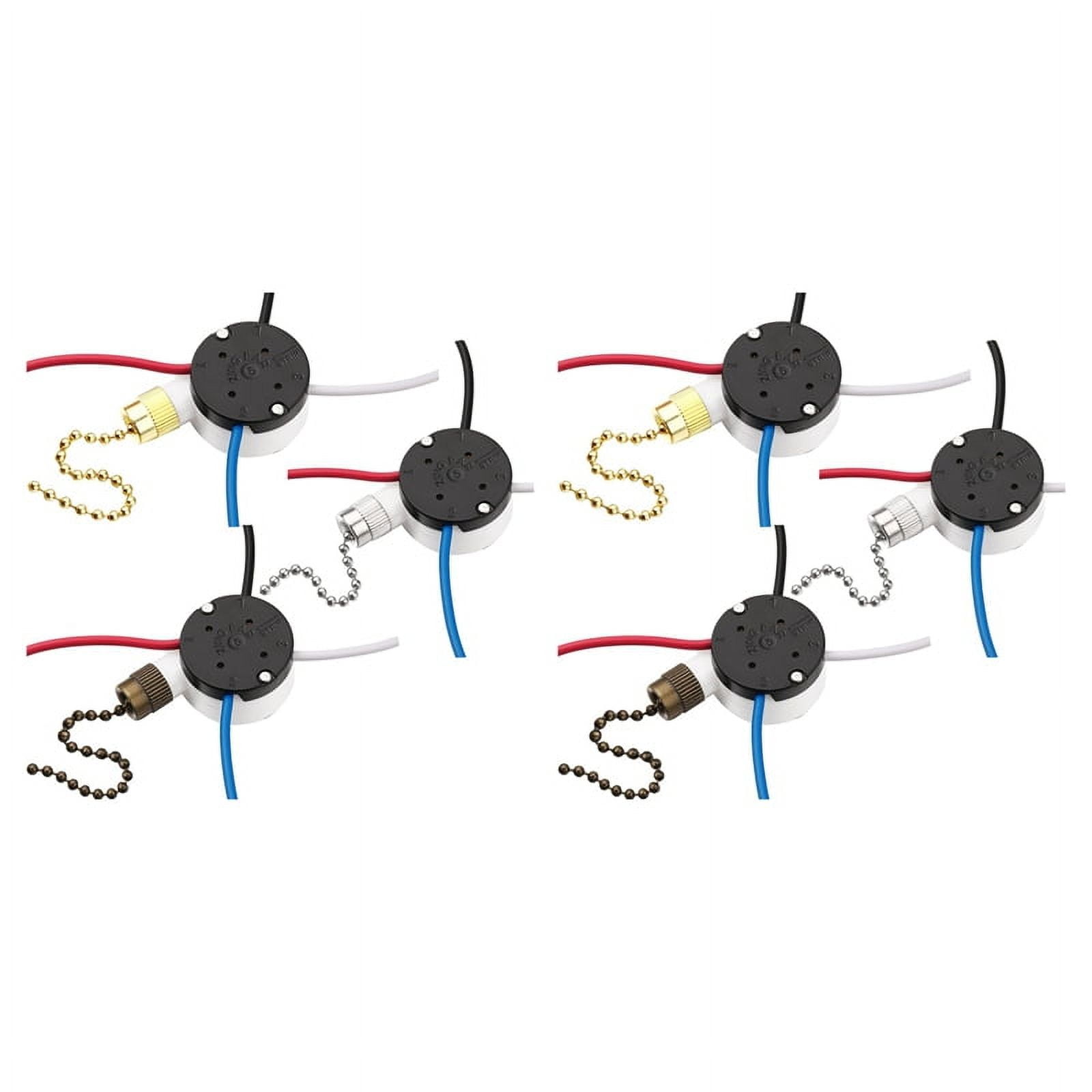 6 Pcs Ze-208S E89885 3 Speed 4 Wire Pull Chain Switch Ceiling Fan Light ...