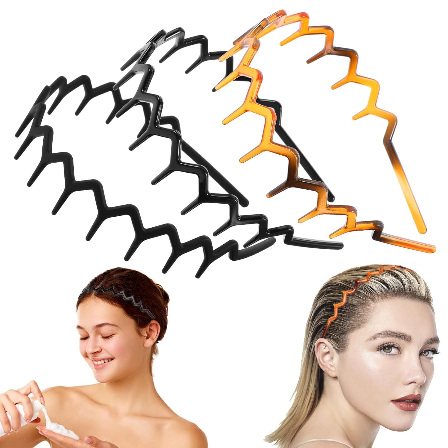 6 Pcs Zig Zag Headbands for women,Shark Tooth Comb Headband - Wavy ...