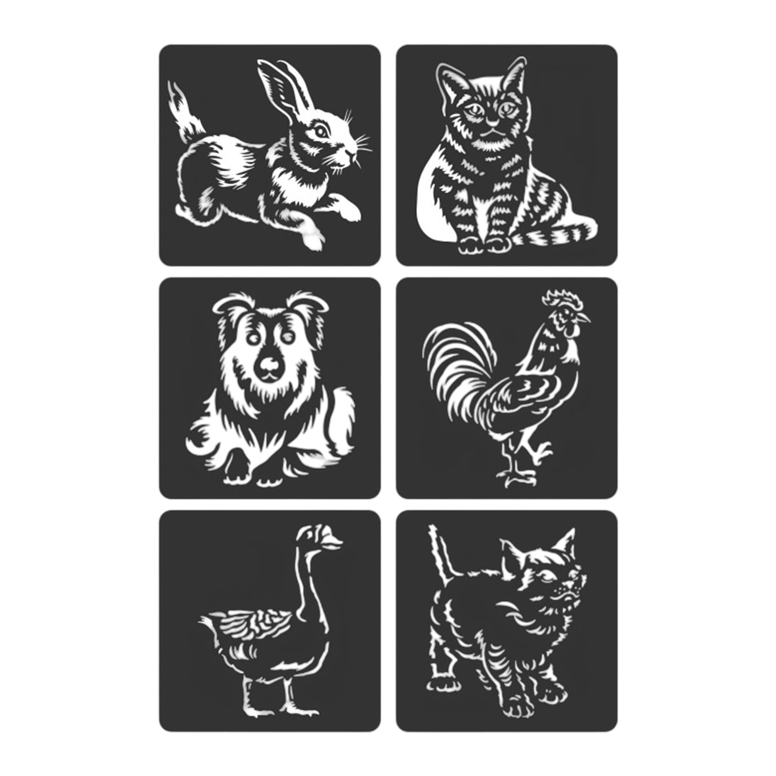6 Pcs Zoos Theme Art Templates Drawing Stencils Templates Painting ...