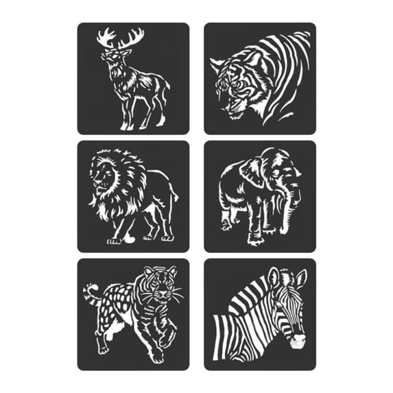 6 Pcs Zoos Theme Art Templates Drawing Stencils Templates Painting ...