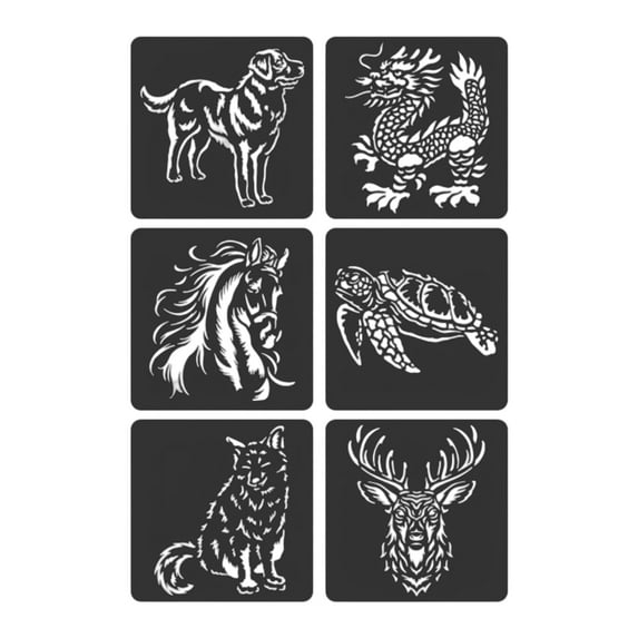 6 Pcs Zoos Theme Art Templates Drawing Stencils Templates Painting ...
