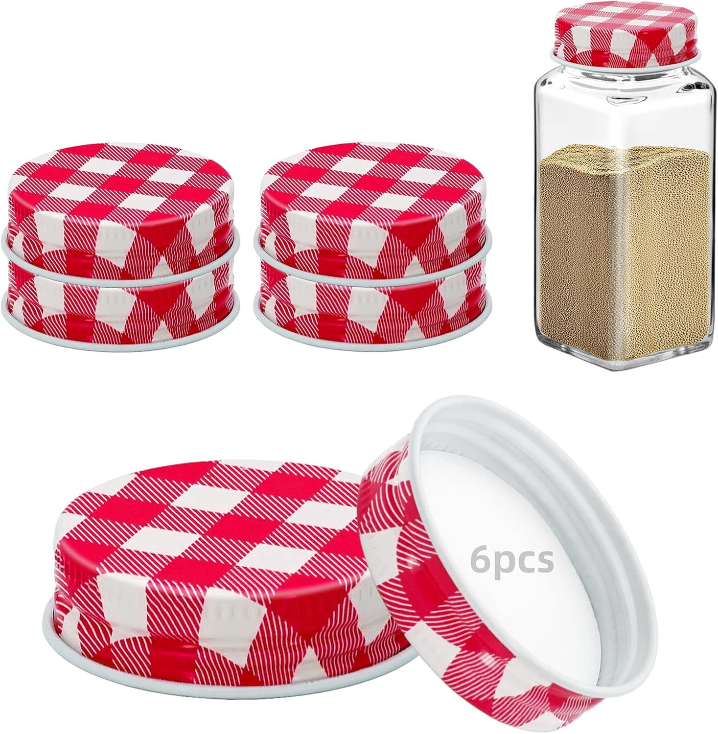 6 Pcs iron Jar Lids Lids for 4 oz and 6 oz Square Spice Jars Reusable ...
