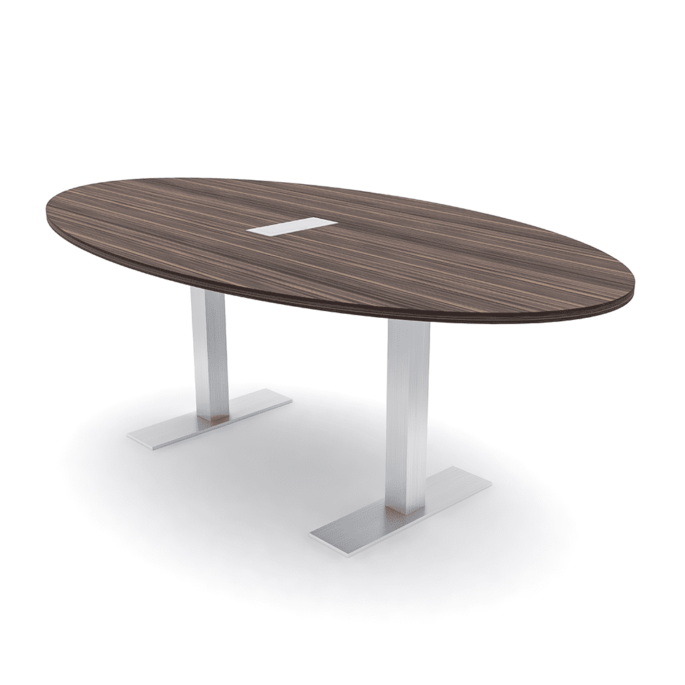 6 Person 4X7 Oval Conference Room Table Metal T-Bases Electrical Unit ...