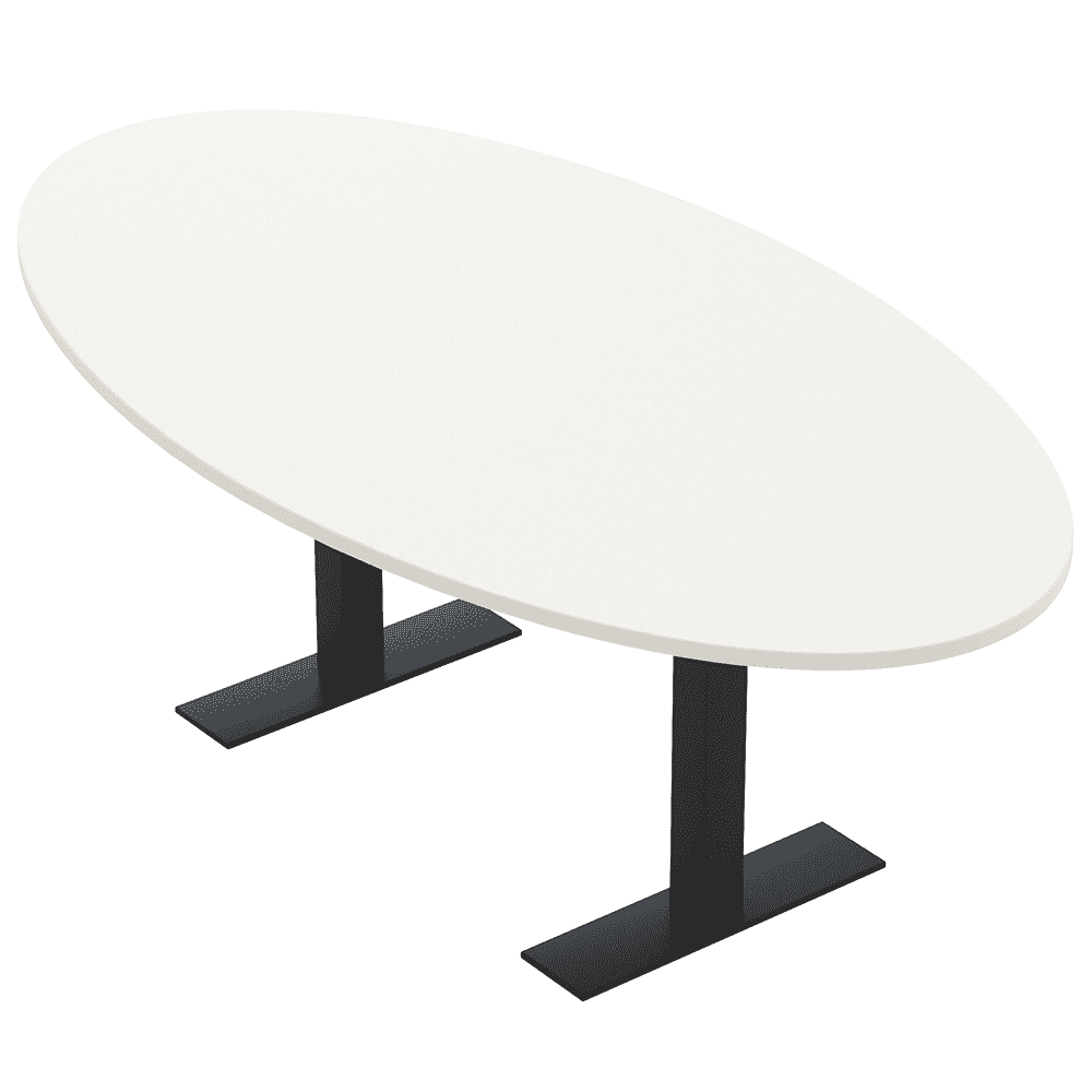 6 Person 4X7 Oval Conference Room Table Metal T-Bases Electrical Unit ...