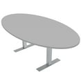 6 Person 4X7 Oval Conference Room Table Metal T-Bases Electrical Unit ...