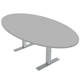 6 Person 4X7 Oval Conference Room Table Metal T-Bases Electrical Unit ...