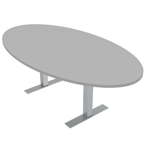 6 Person 4X7 Oval Conference Room Table Metal T-Bases Electrical Unit ...