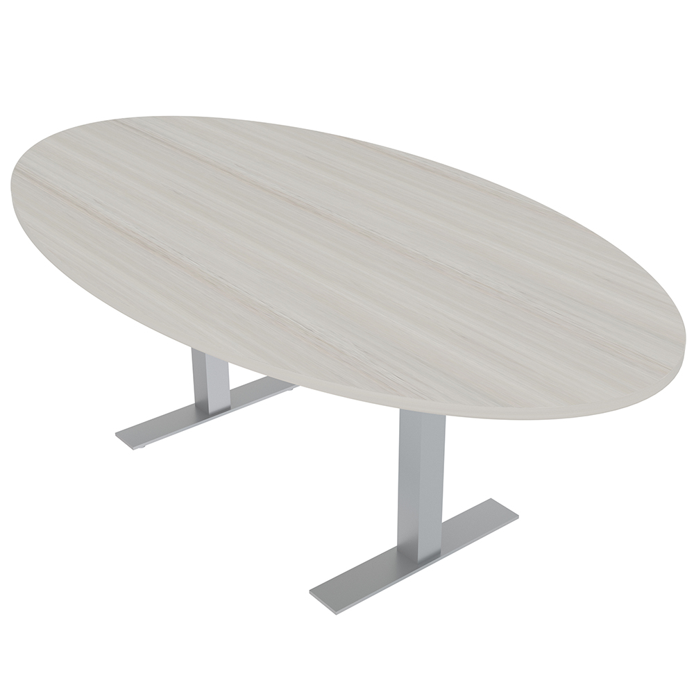 6 Person 4X7 Oval Conference Room Table Metal T-Bases Electrical Unit ...