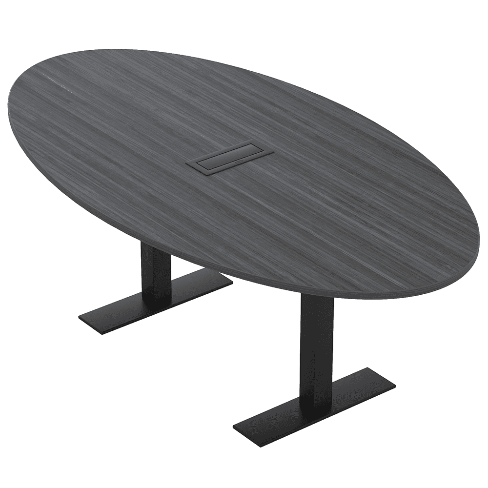 6 Person 4X7 Oval Conference Room Table Metal T-Bases Electrical Unit ...