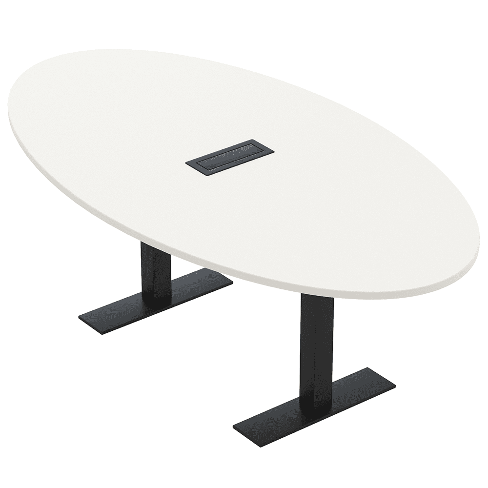 6 Person 4X7 Oval Conference Room Table Metal T-Bases Electrical Unit ...