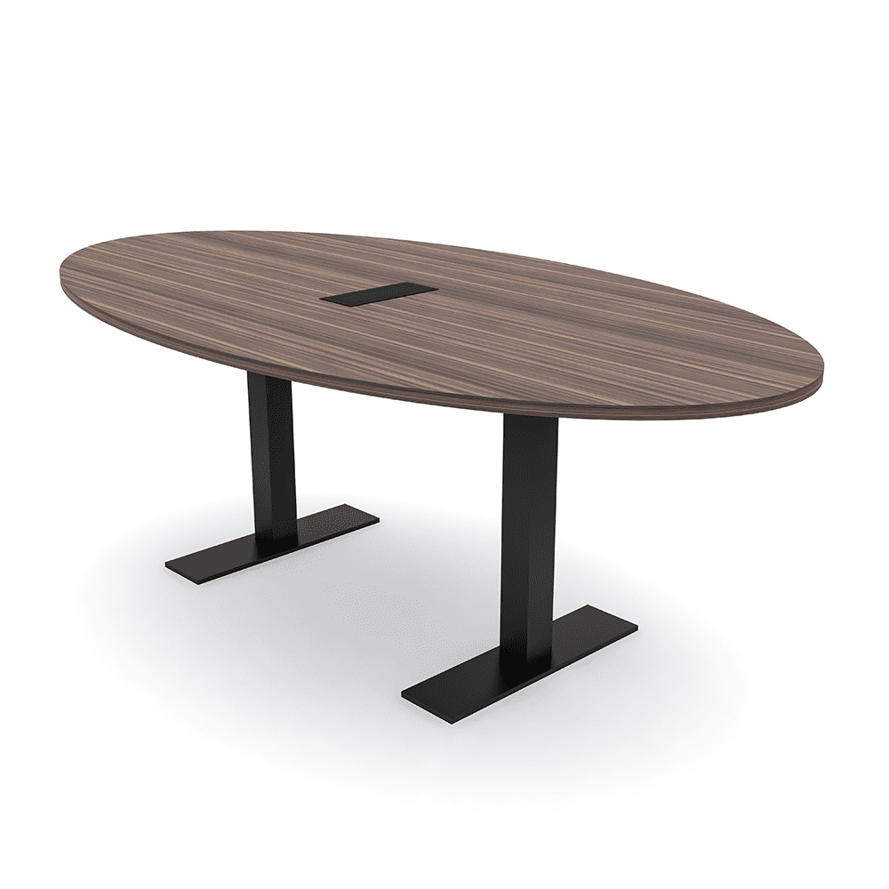 6 Person 4X7 Oval Conference Room Table Metal T-Bases Electrical Unit ...