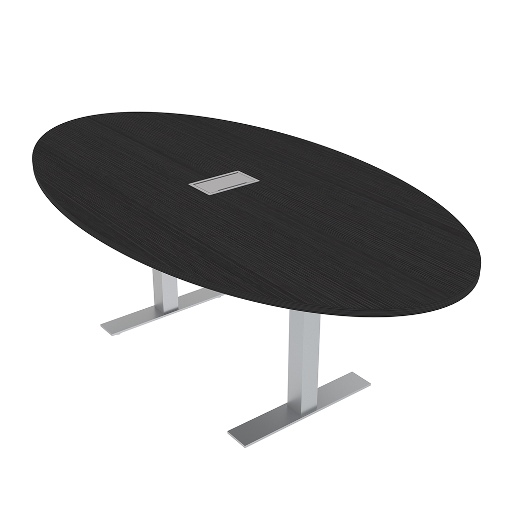 6 Person 4X7 Oval Conference Room Table Metal T-Bases Electrical Unit ...