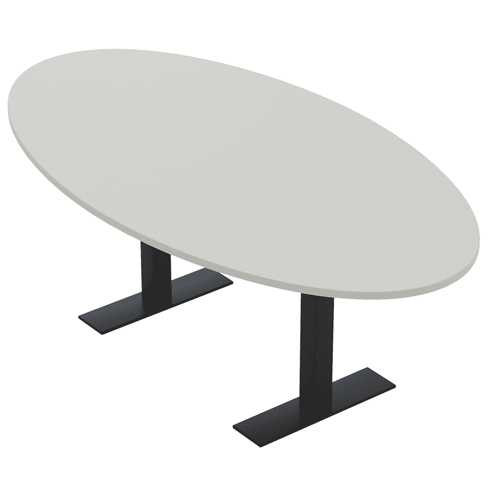 6 Person 4X7 Oval Conference Room Table Metal T-Bases Electrical Unit ...