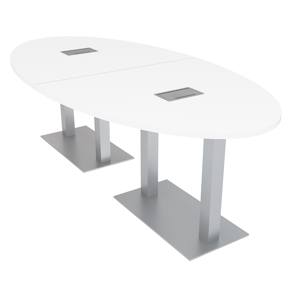 6 Person 8X4 Oval Conference Table with Metal Bases And Power Modules ...