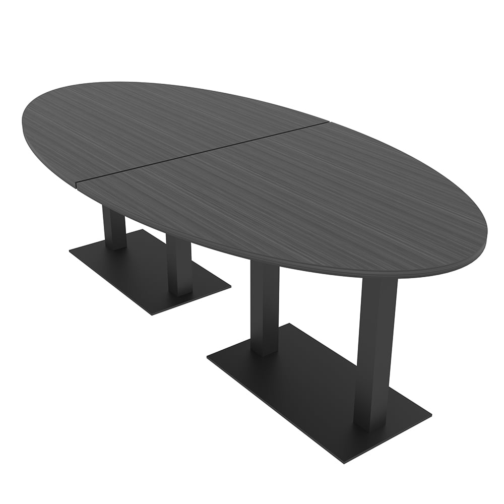 6 Person 8X4 Oval Conference Table with Metal Bases And Power Modules ...