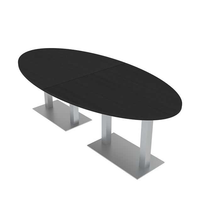 6 Person 8X4 Oval Conference Table with Metal Bases And Power Modules ...