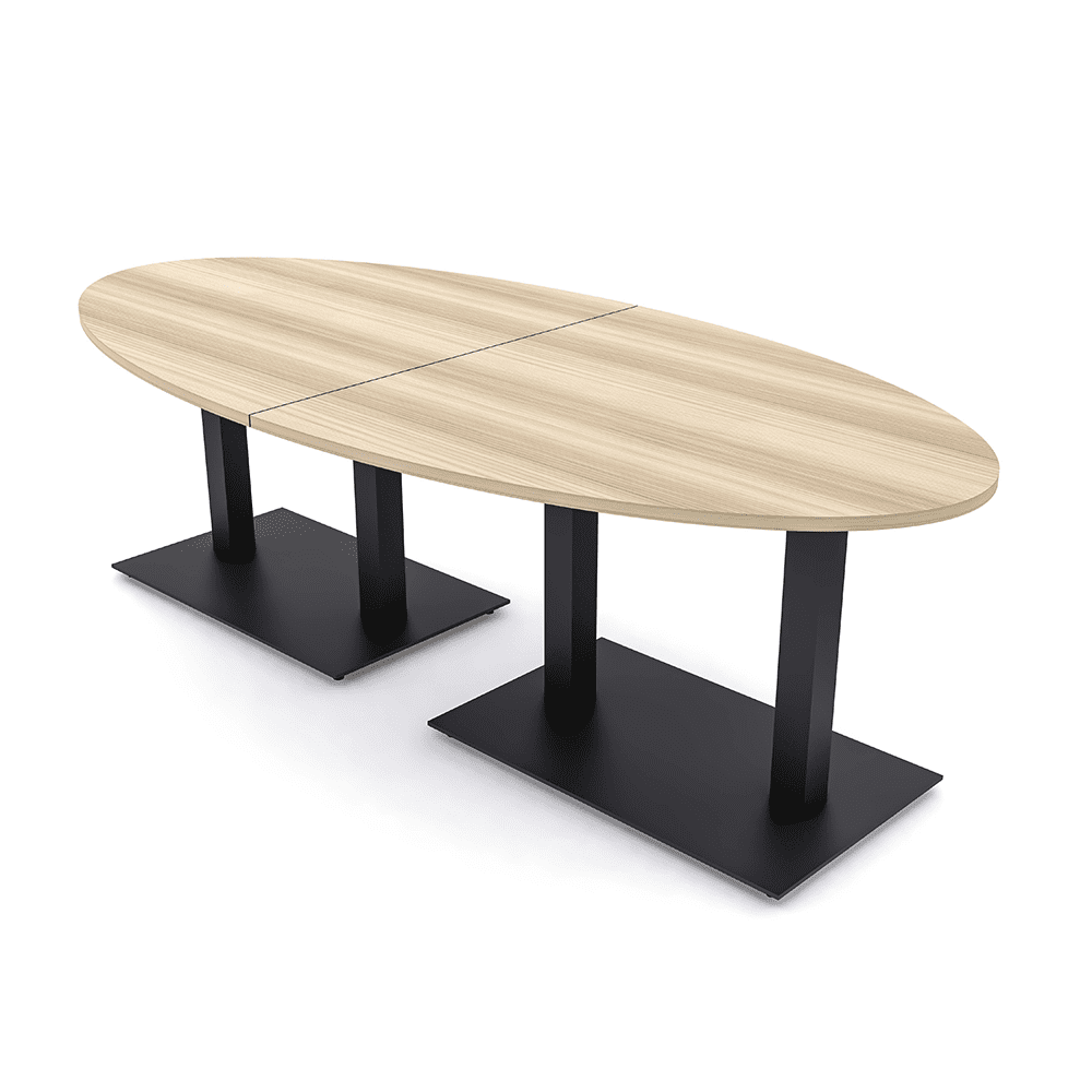 6 Person 8X4 Oval Conference Table with Metal Bases And Power Modules ...