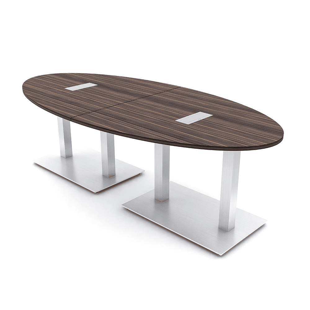 6 Person 8X4 Oval Conference Table with Metal Bases And Power Modules ...