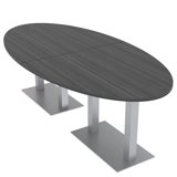 6 Person 8X4 Oval Conference Table with Metal Bases And Power Modules ...