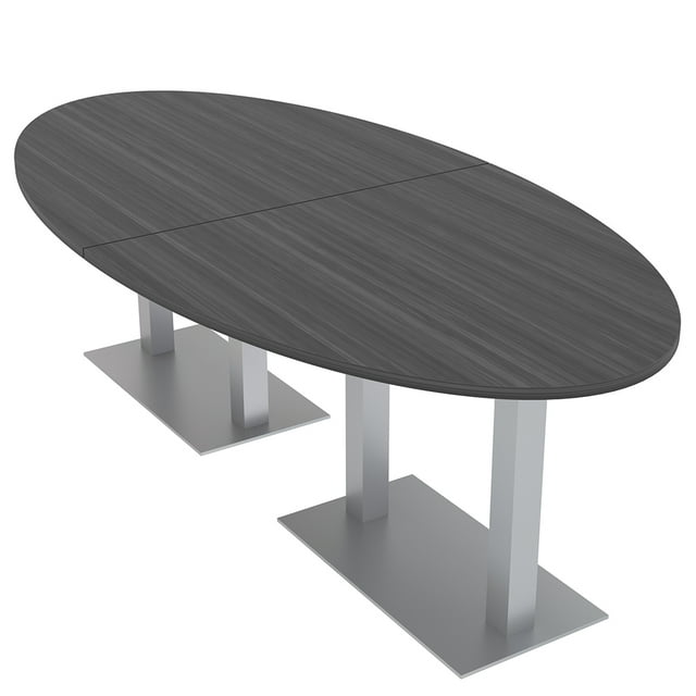 6 Person 8X4 Oval Conference Table with Metal Bases And Power Modules ...