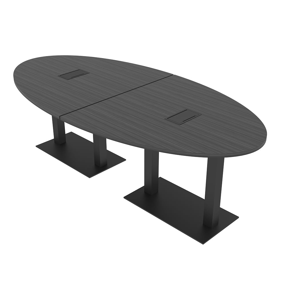 6 Person 8X4 Oval Conference Table with Metal Bases And Power Modules ...
