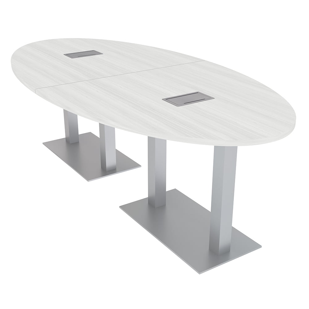 6 Person 8X4 Oval Conference Table with Metal Bases And Power Modules ...