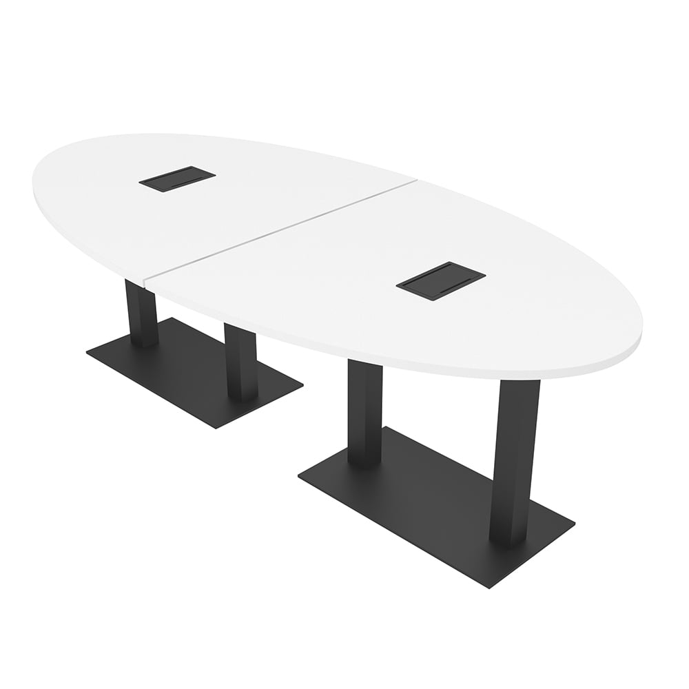 6 Person 8X4 Oval Conference Table with Metal Bases And Power Modules ...