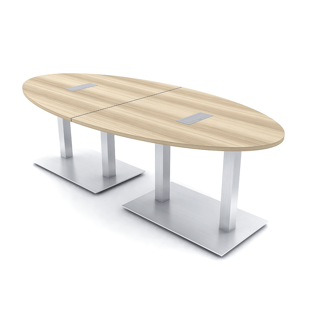 6 Person 8X4 Oval Conference Table with Metal Bases And Power Modules ...