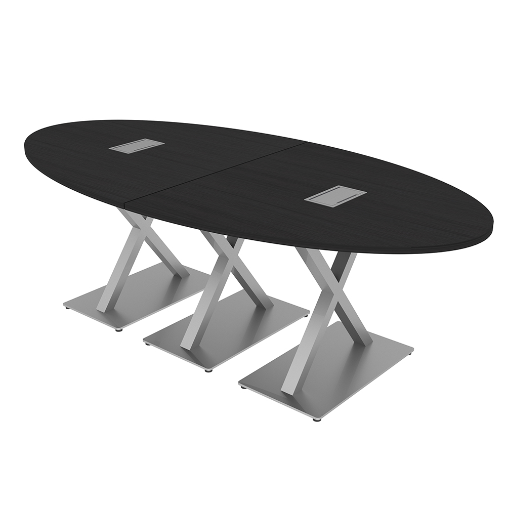 6 Person 8X4 Oval Conference Table with X Bases And Power Modules ...