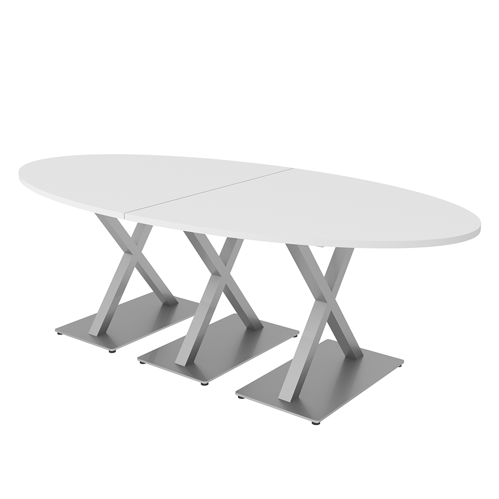 6 Person 8X4 Oval Conference Table with X Bases And Power Modules ...