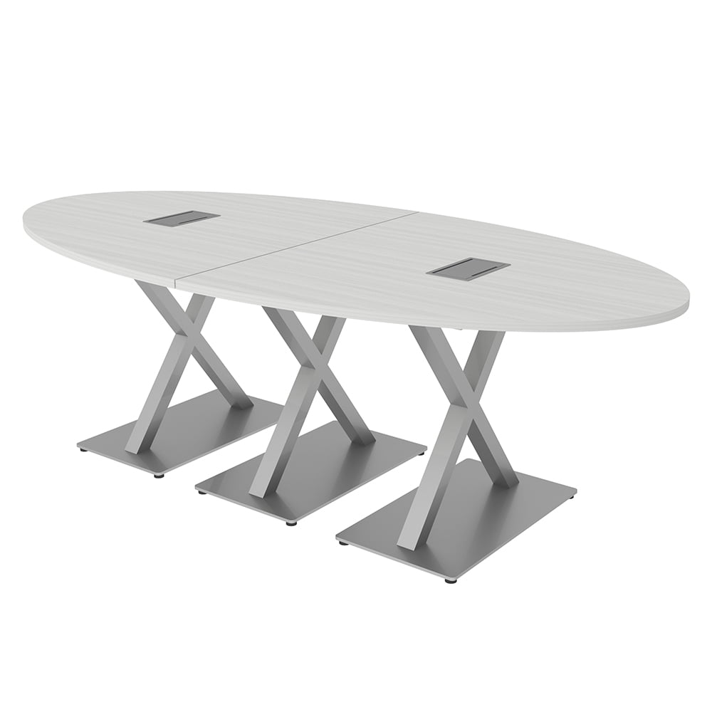 6 Person 8X4 Oval Conference Table with X Bases And Power Modules ...