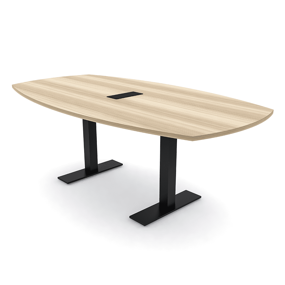 6 Person Arc Boat Conference Table Metal T-Bases Electrical Module 6X4 ...