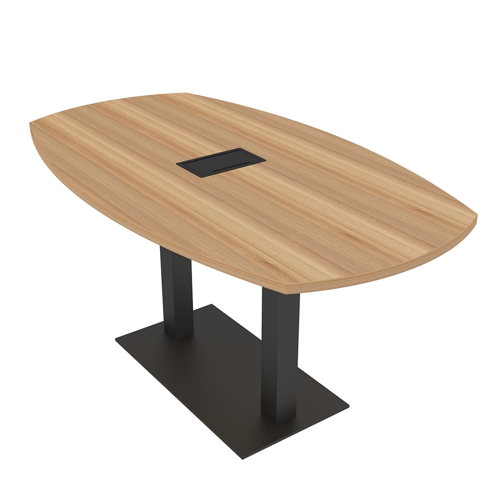 6 Person Arc Boat Conference Table Square Metal Base Data And Electric ...