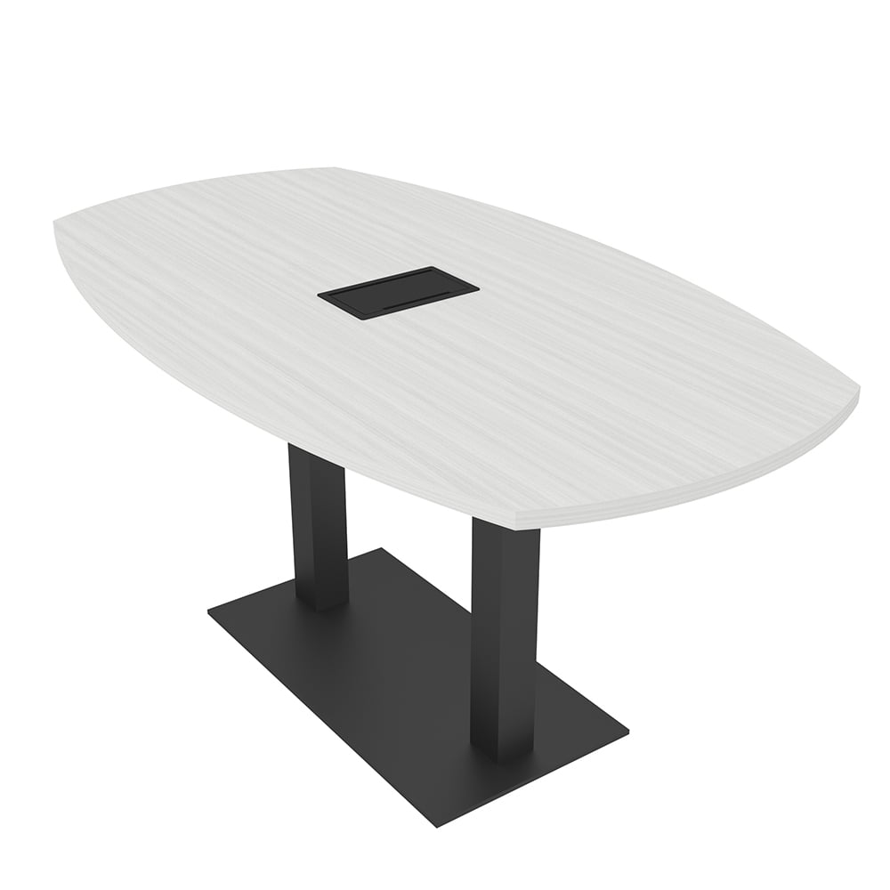 6 Person Arc Boat Conference Table Square Metal Base Data And Electric ...