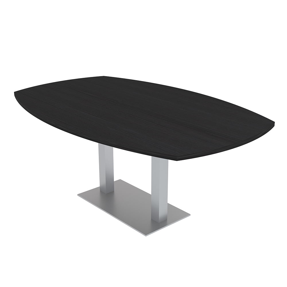 6 Person Arc Boat Conference Table Square Metal Base Electrical Unit ...