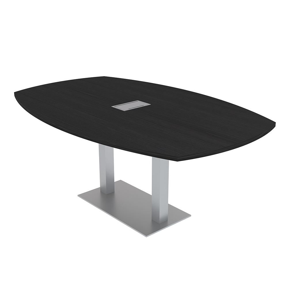 6 Person Arc Boat Conference Table Square Metal Base Electrical Unit ...