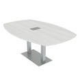 6 Person Arc Boat Conference Table Square Metal Base Electrical Unit ...