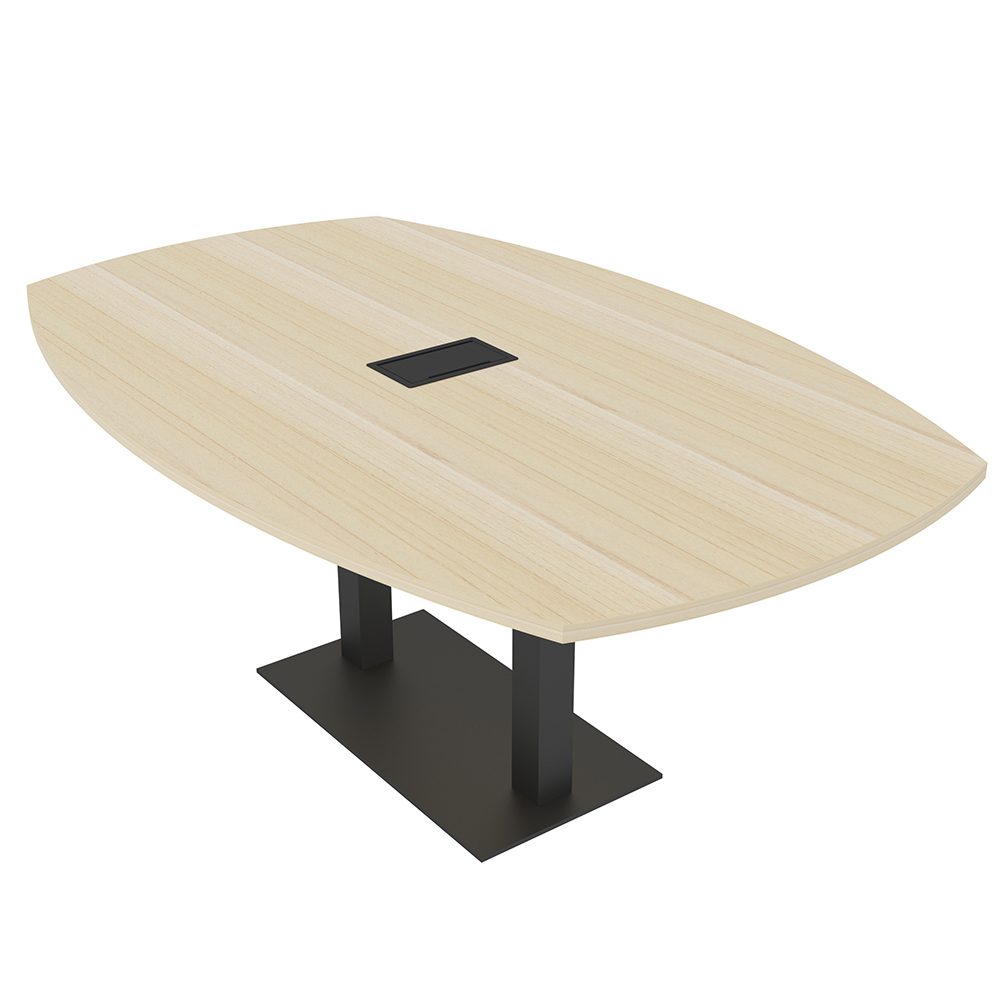 6 Person Arc Boat Conference Table Square Metal Base Electrical Unit ...