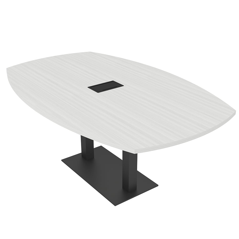 6 Person Arc Boat Conference Table Square Metal Base Electrical Unit ...