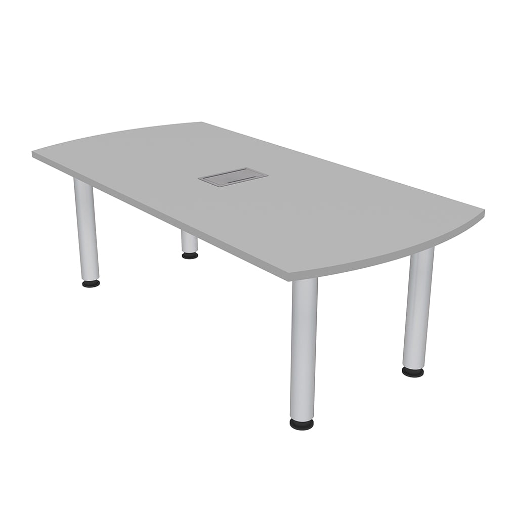 6 Person Arc Rectangle Conference Table Silver Post Leg Power And Data ...
