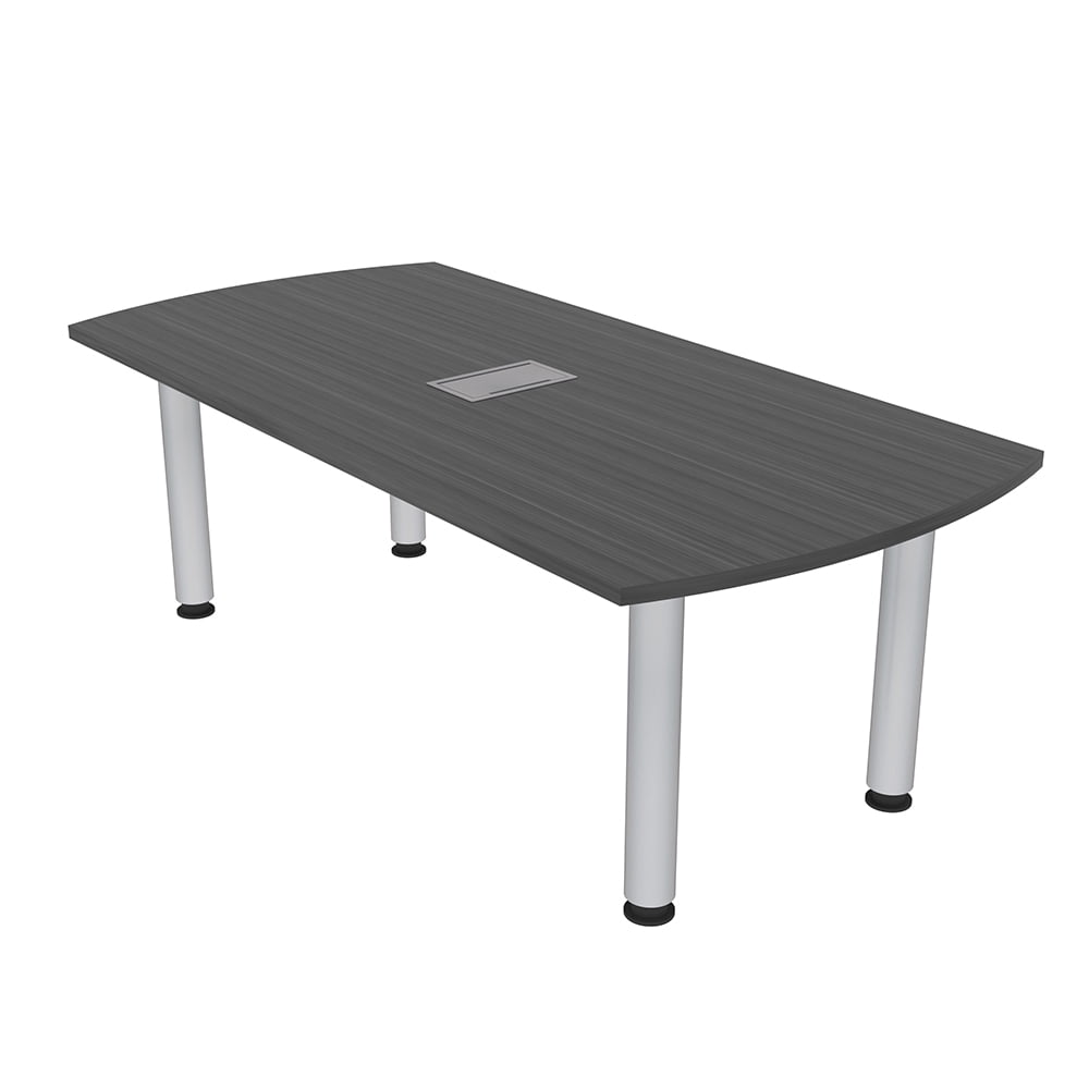 6 Person Arc Rectangle Conference Table Silver Post Leg Power And Data ...