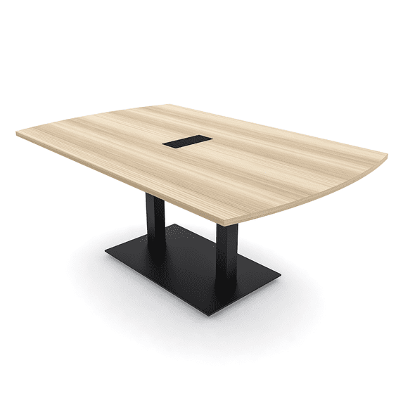 6 Person Arc Rectangle Meeting Room Table Square Metal Base w/Electric ...