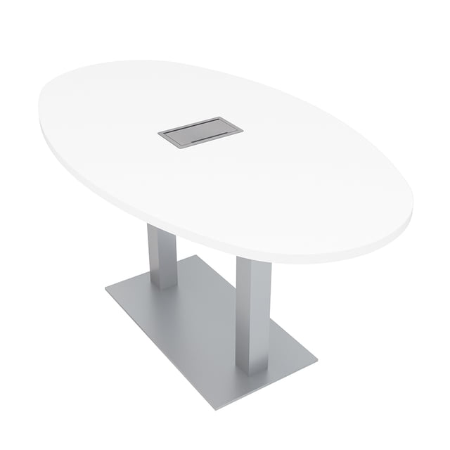 6 Person Conference Room Table Metal Base Boval Shape Electrical Unit ...