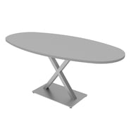 7X4 Racetrack Shaped Conference Table Power And Data Square Metal Base ...