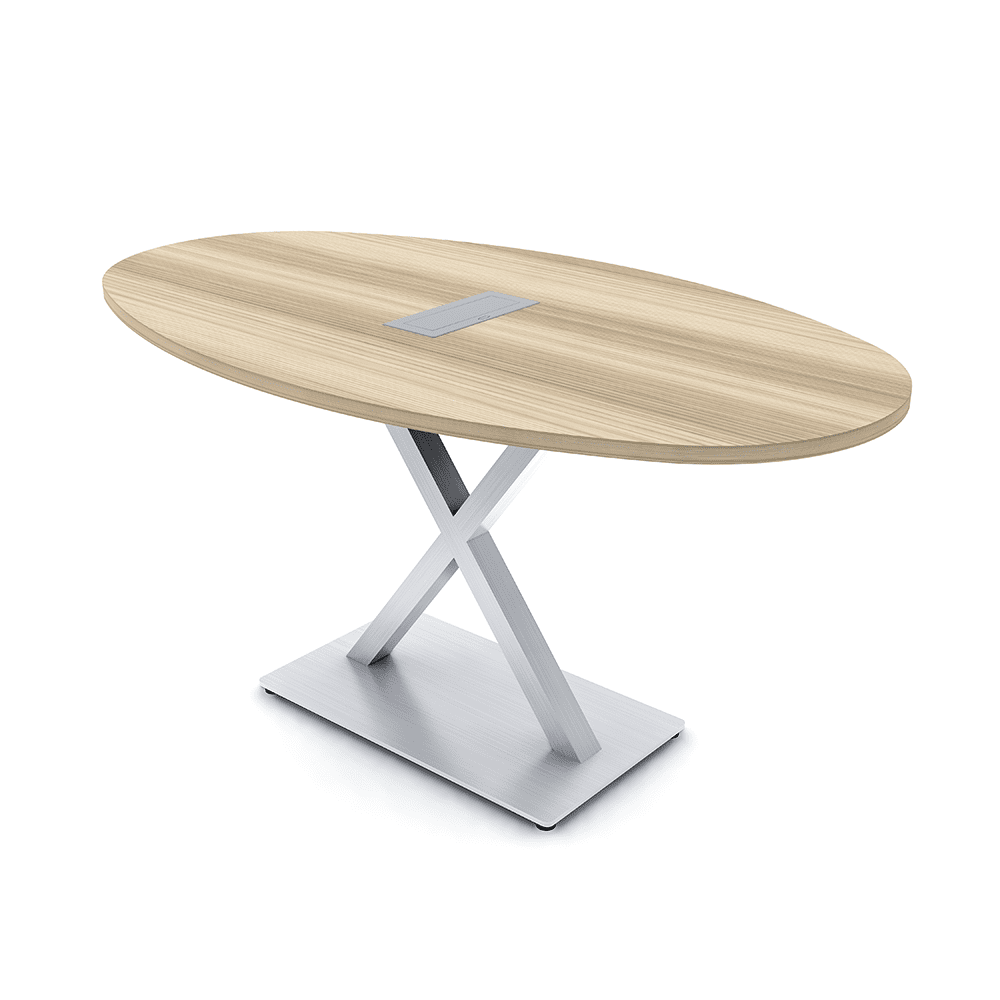 6 Person Conference Room Table X Base Boval Shape Electrical Unit ...
