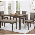 6 Person Dining Table Set, Rectangular Farmhouse Table with Upholstered ...