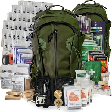 2-Person Emergency Survival Backpack - 72hr Food, Water, Gear – Tan ...